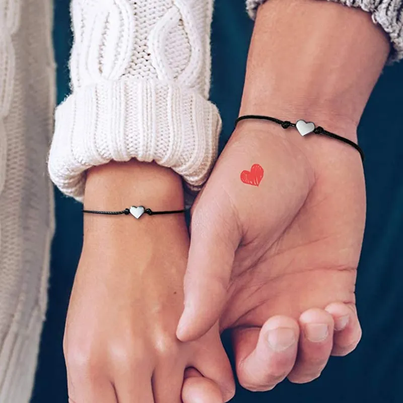 2Pcs set Love Couple Bracelets Black Red Hand Woven Wax Rope Lover Matching Bracelets Simple Versatile Jewelry Gifts for Lovers Daraz.lk