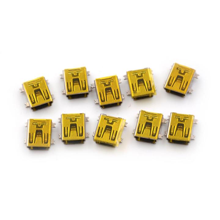 10pcs Mini Usb Type B Female Socket 5 Pin Right Angle Dip Jack