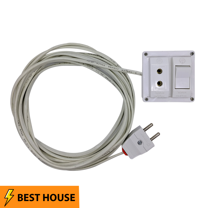 Extension Lead Board with 2-pin plug Flexible Extension with 1 Sockets ...