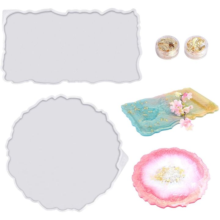 2 Pieces Tray Silicone Mold Kit Irregular Epoxy Resin Tray Molds for ...