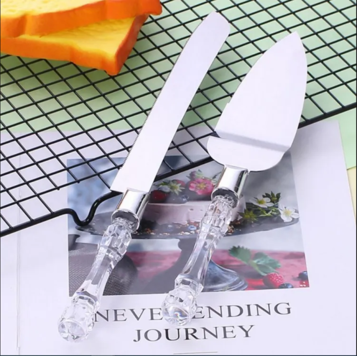 Crystal Acrylic Handle Wedding Cake Knife and Cake Lifter Server set ...