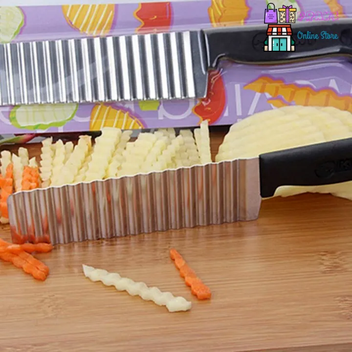 Pack Of 4 French Fries Cutter Stainless Steel Waving Knives | Daraz.pk