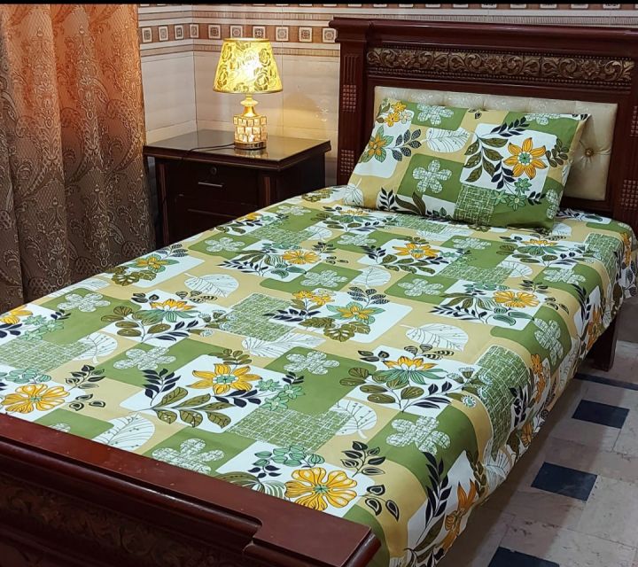 Cotton Bed Sheet Single (Stitched) 2PC | Daraz.pk