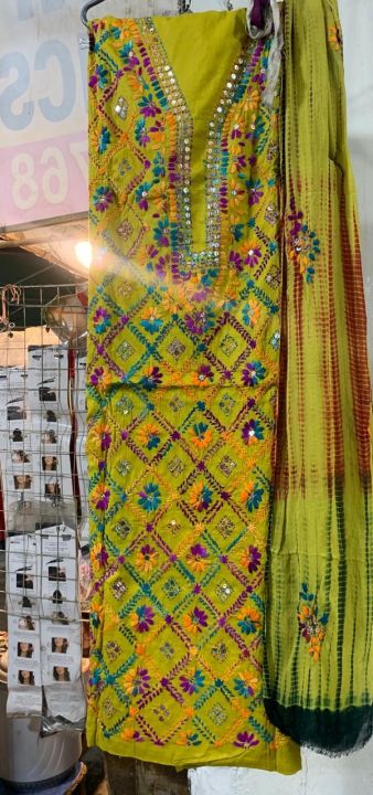 Phulkari work, hand embroidery, lawn suit | Daraz.pk