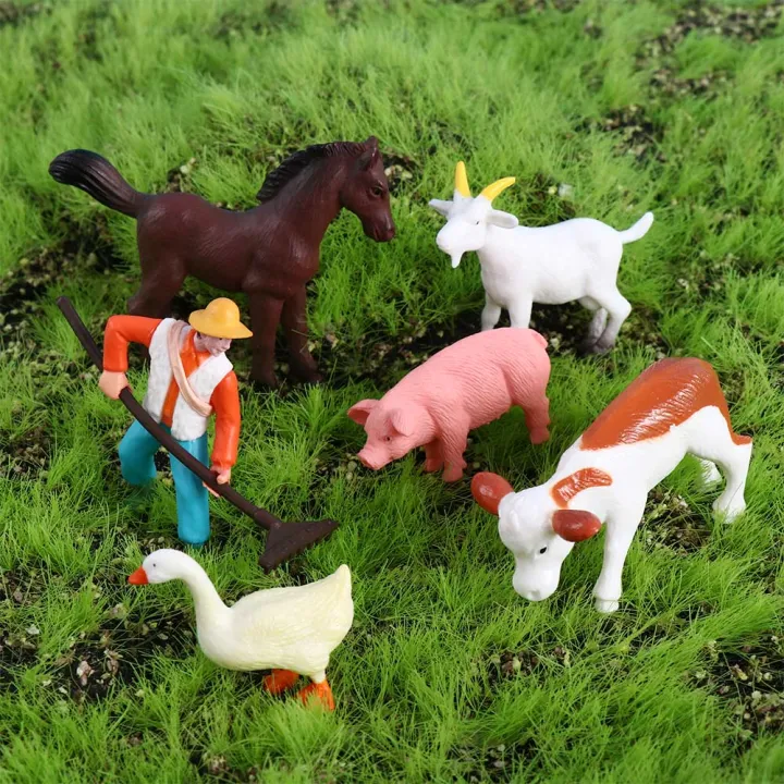 Sheep Cow Farmland Worker Animal Model Pig Home Decor Figurines Micro ...