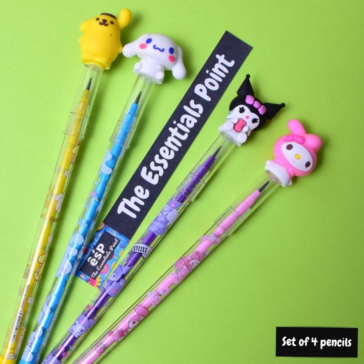 4 x Kuromi Pencils - Fancy Lead Bullet Push (Sika) Pencil For Kids ...