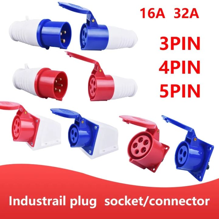 MALE FEMALE IP44 Industrial Plug and Socket Waterproof Connector 3PIN 4PIN 5PIN 16A/32A ...