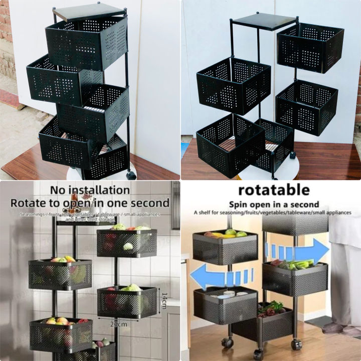 Low Price Multi-Layer Rotatable Storage Rack Kitchen Fruit Vegetable Shelf Snacks Organizers 3 ...