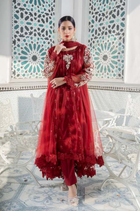 Mona embroidery |FLORAL DESIRE- MEHROON|dresses for girls | Daraz.pk