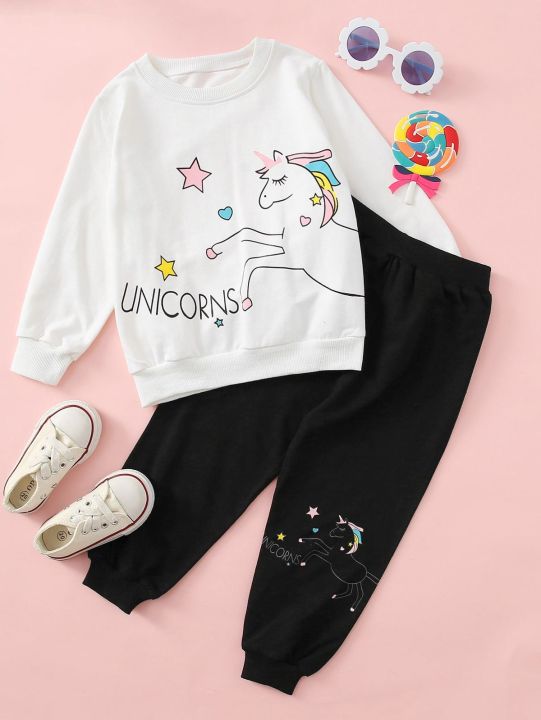 New Cute Unicorn Printed Kids Winter Track Suite For Girls | Daraz.pk