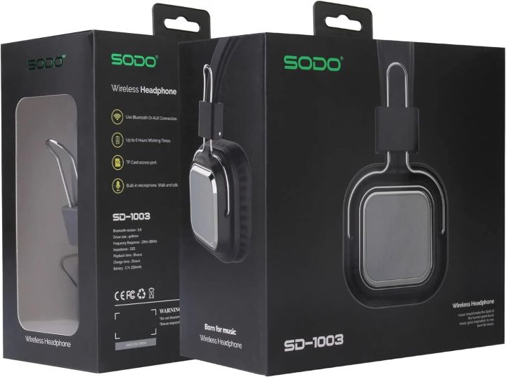 SODO Wireless Headphone Bluetooth-compatible 5.0 Stereo Headset Wired ...
