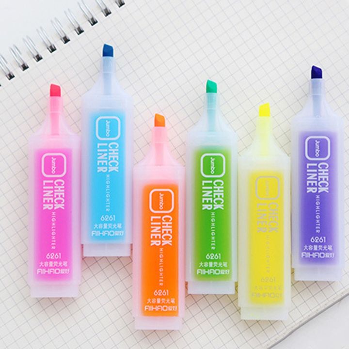 High Transparency Marker Pen 6 Colors Fluorescent Highlighter ...