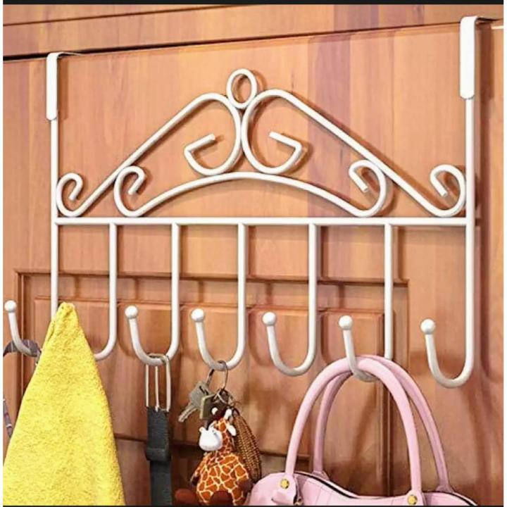 Over Door Hanger with 7 Hooks Metal Over the Door Towel Hook Organizer ...