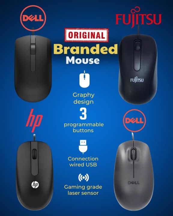 Dell, HP, Fujitsu USB Wired Mouse | Professional & Gaming Use | High ...