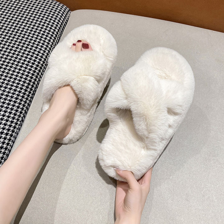 Fluffy Slippers Women's Outer Wear 2024 Autumn and Winter New Niche ...