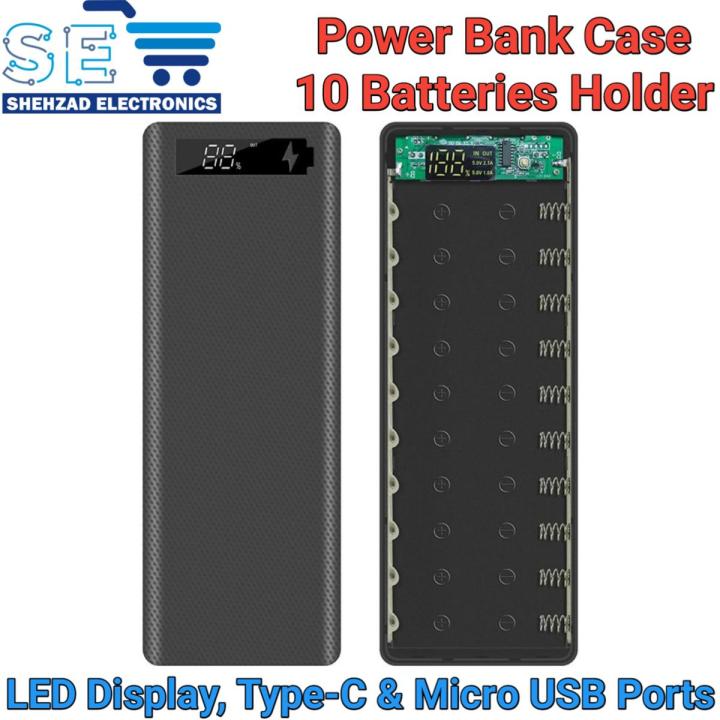 LED Display Power Bank Case 18650 Rechargeable 10 Batteries Shell Box ...