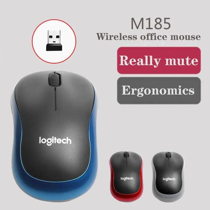 Logitech M185 Wireless Mouse 1000DPI 2.4Ghz Optical Ergonomic Design ...