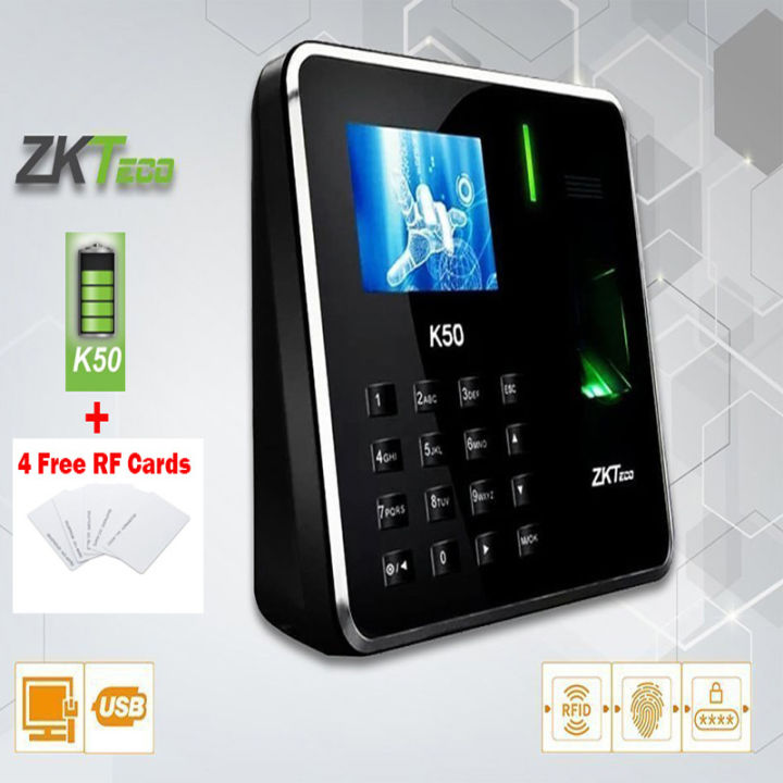 ZKTeco K50 Time Attendance Machine & Access Control Machine, Battery Backup (Biometric ...