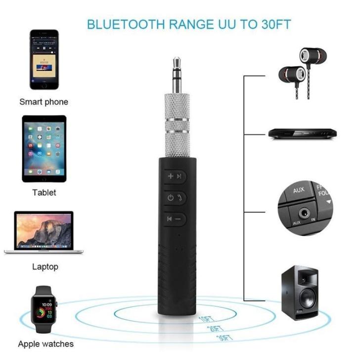 Mini Car Bluetooth 3.5mm Jack Bluetooth Car Kit Handsfree Music Audio ...