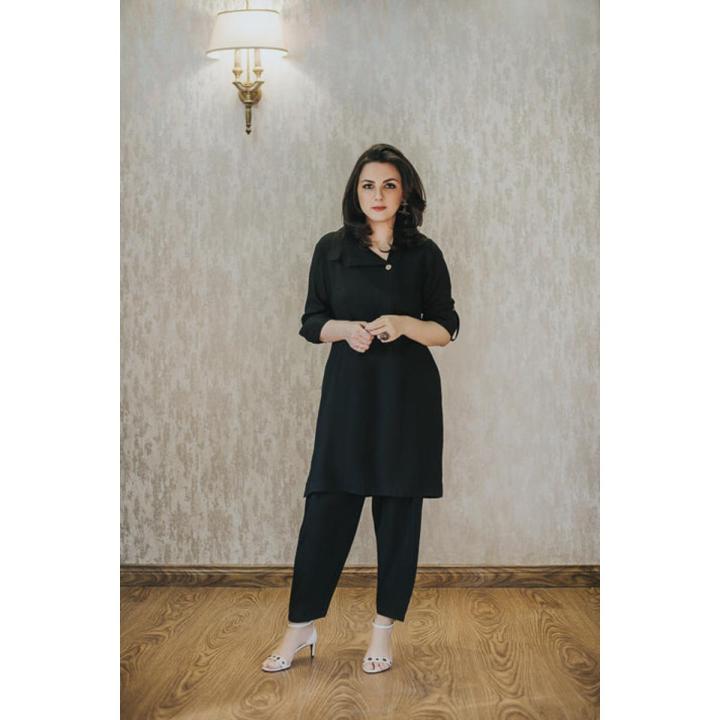 Nuqsh Black Side Collar Outfit (2 Piece) For Women|shalwar kameez for ...