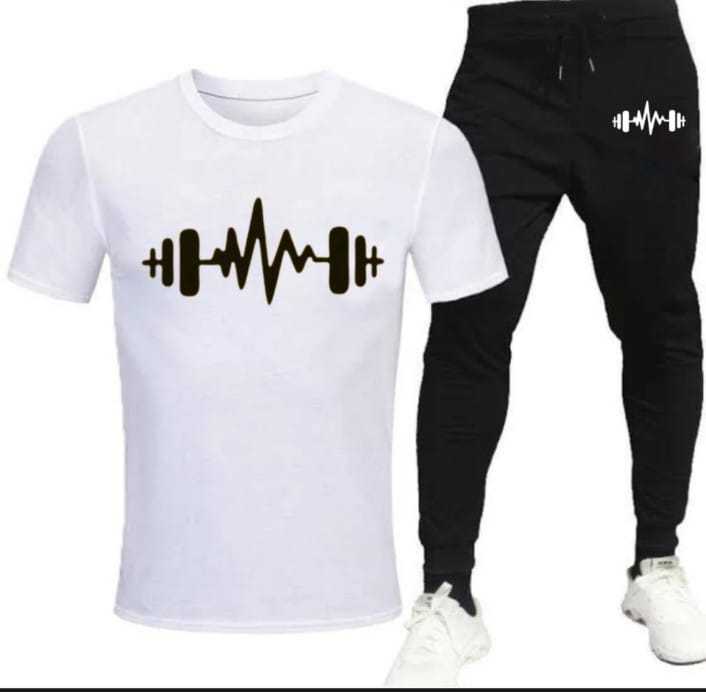 Track suit gym wear Printed Half Sleeves O Neck Trouser & Tshirt ...