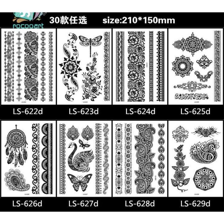 Waterproof Black Lace Temporary Tattoo Sticke Thigh Sticker Body Art ...