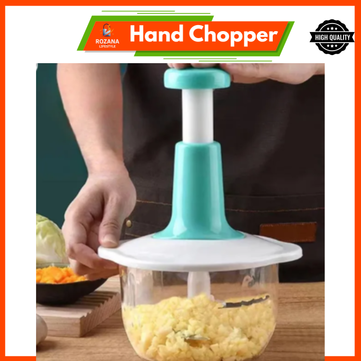 Manual Hand Push Food Chopper 2000ML | 3 Stainless Steel Blades ...