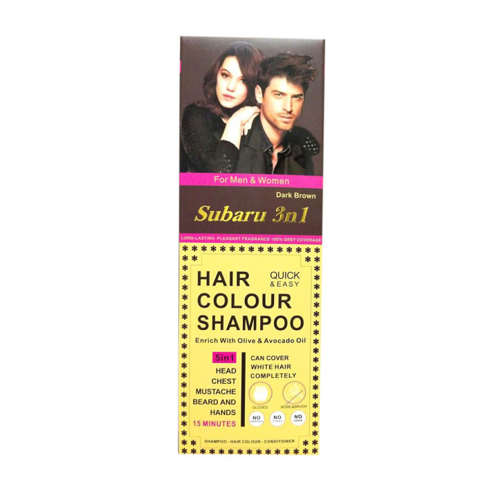Subaru 3 in 1 Dark Brown Hair Color Shampoo Quick & Easy Just In 5 ...