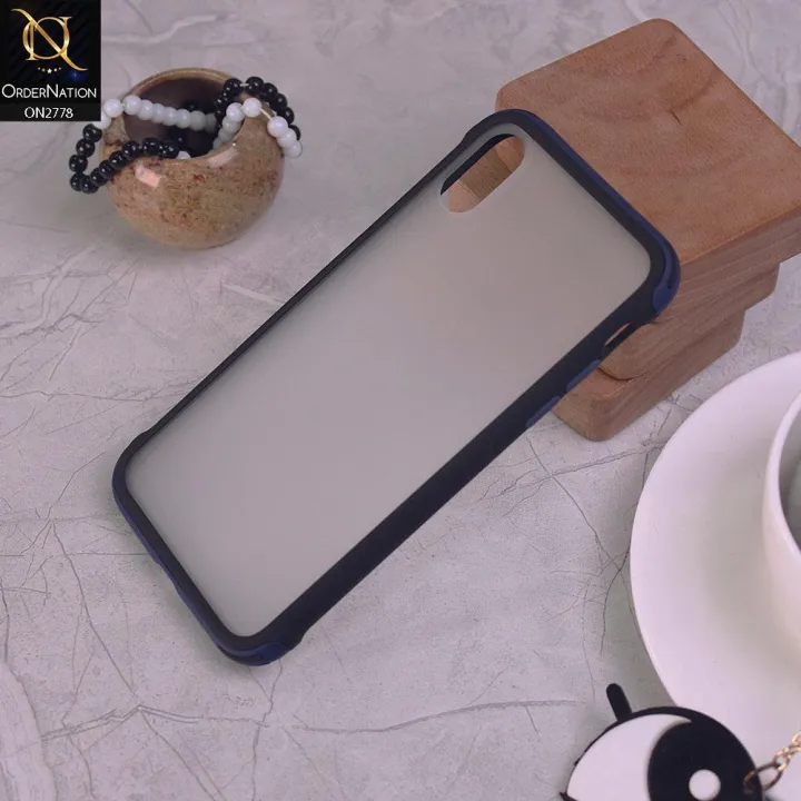 IPhone_ XS / X Cover - Blue - Translucent Frosted Feel Color Borders ...