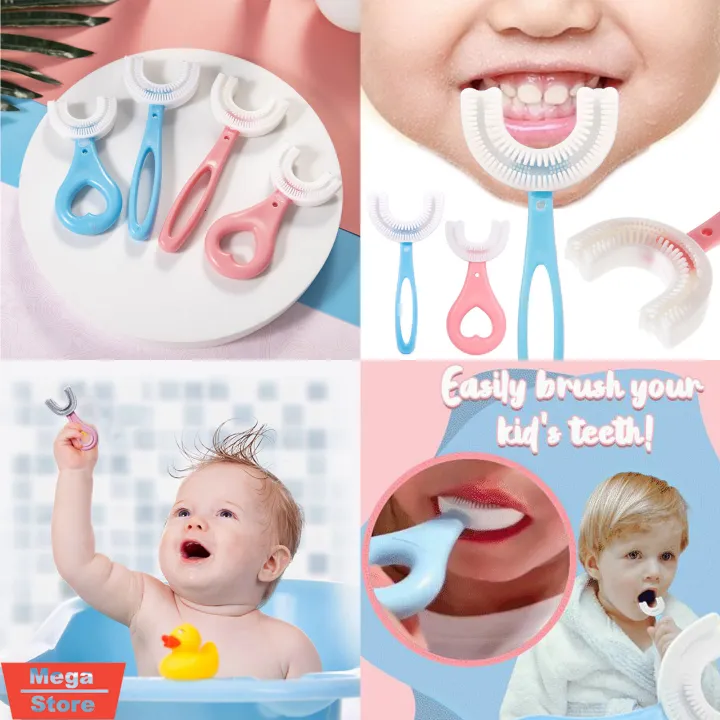 Kids Toothbrush U-Shape 360 Degree Infant Teether Baby Toothbrush ...