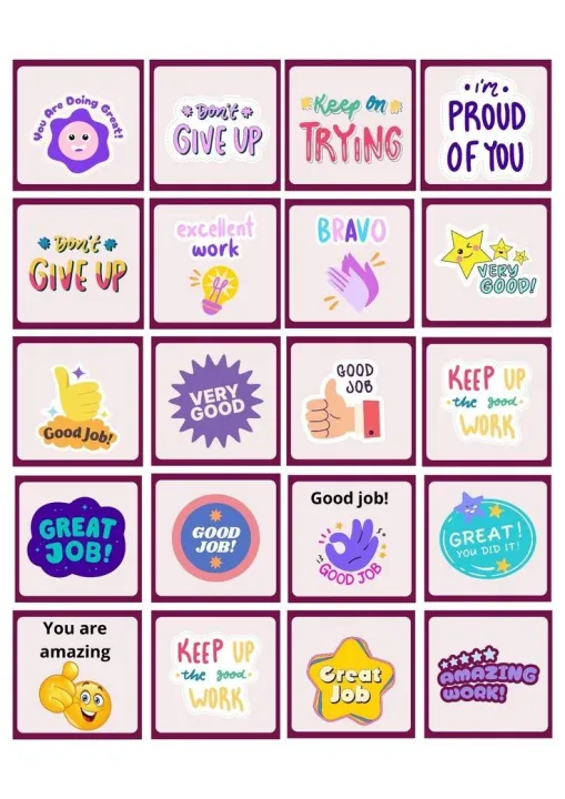 Pack of 20 - Motivational Stickers for Class Room - Teacher Reward ...