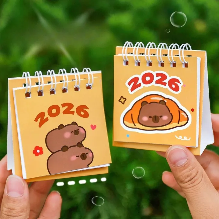 Cute Mini 2026 Desk Calendar Portable Cartoon Capybara Mini Desk ...