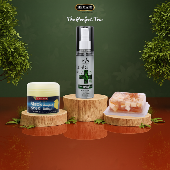 Hemani Live Natural - Pack Of 3 - Sanitizer Spray 120ml - Vaporub Balm ...