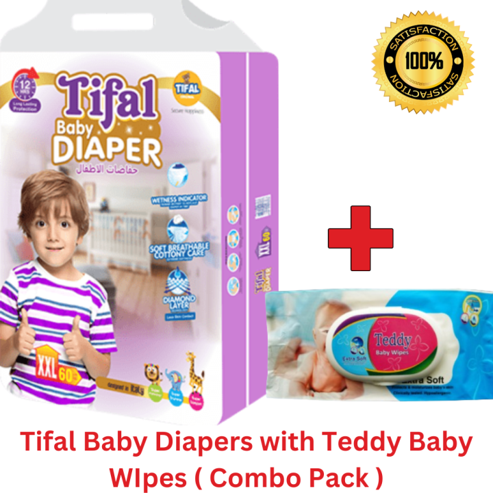 Tifal Baby Diapers with Teddy Baby Wipes | Tifal Baby Diapers XXL Size ...