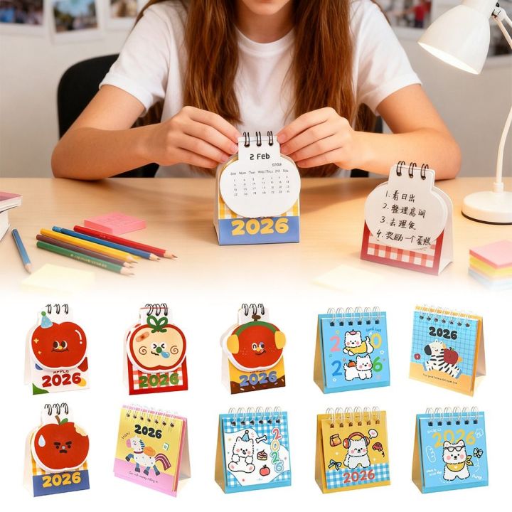 Cute Mini 2026 Desk Calendar Fruit Shape Coil Binding Schedule Planner ...