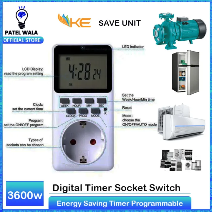 Timer Socket Big Screen Programmable Digital Plug Timer Time Switch 12 24 Hours Digital Timer Al