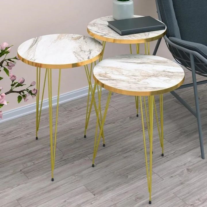 Wood Crafts Modern Stylish High Gloss Nesting Coffee Tables Set of 3 ...