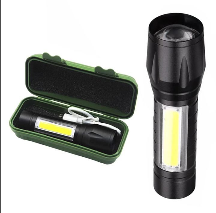 USB Rechargeable Mini LED Torch Light Zoomable XPE COB LED Flashlight ...