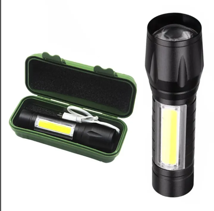 USB Rechargeable Mini LED Torch Light Zoomable XPE COB LED Flashlight ...