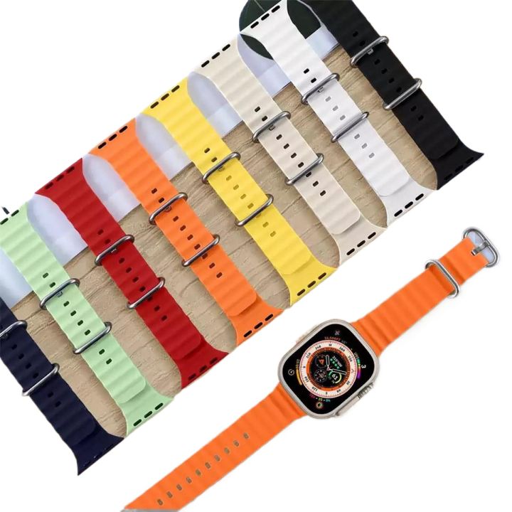 Silicone Ocean Band Strap for Smart Watch Ultra 8 7 6 5 4 SE 45mm 49mm ...