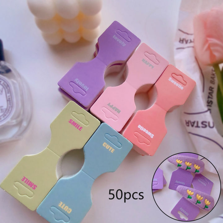50Pcs Colorful Half Folded Card Hair Accessories Cardboard Display Card ...