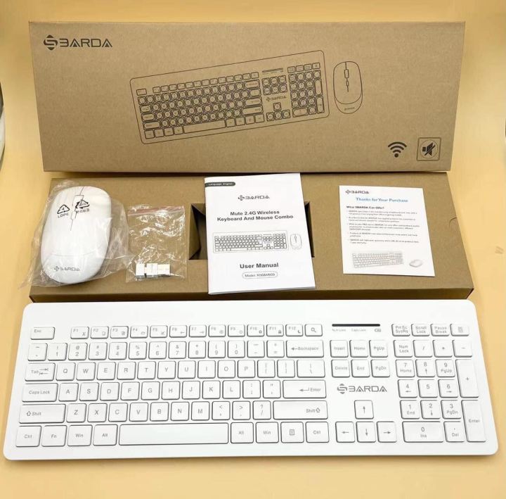 Wireless Keyboard and Mouse Set, SBARDA 2.4 GHz Wireless, Full Size ...