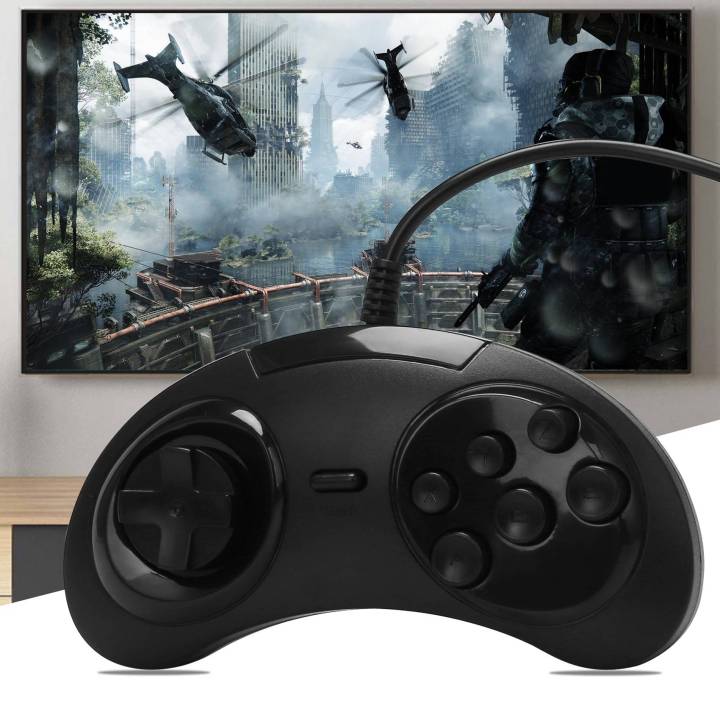 Gamepad Wired 6-Key Usb Game Controller Joypad For Sega Genesis / Md Pc ...