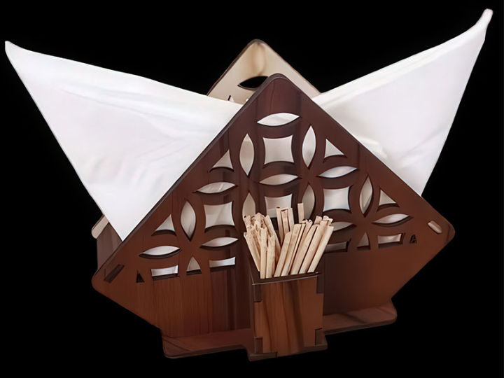 Laser Cut Tissue Paper with Toothpick Holder Napkin Stand for Dining ...