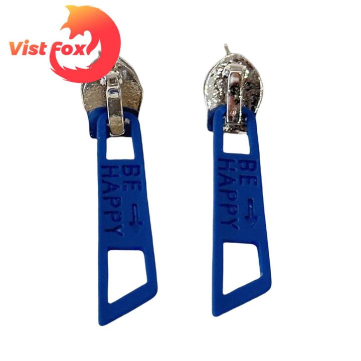 Vist Fox Women Earrings Bright Color Zipper Head Piercing Ear Rings ...