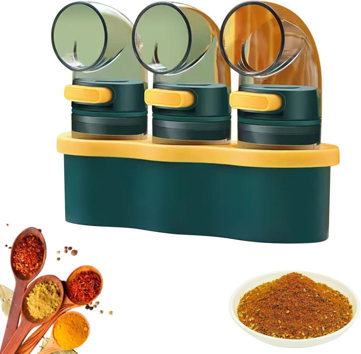 3 In 1 Partition Kitchen Seasoning Box Masala Box Set 3 Grid Portion ...