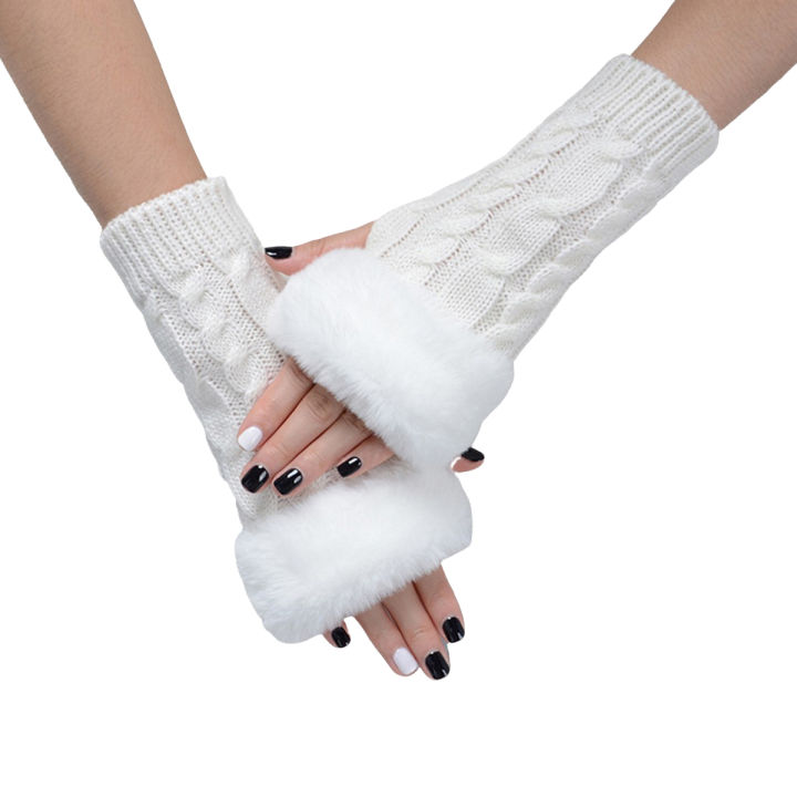 Warm Gloves Warm Fingerless Solid Color Winter Mitten Gloves | Daraz.pk
