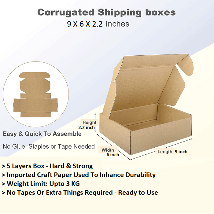 Craft Paper Boxes - Bundle of 10/20/50 Boxes - Packaging box Size 9 * 6 * 2.5 Inch - Hard Boxes ...