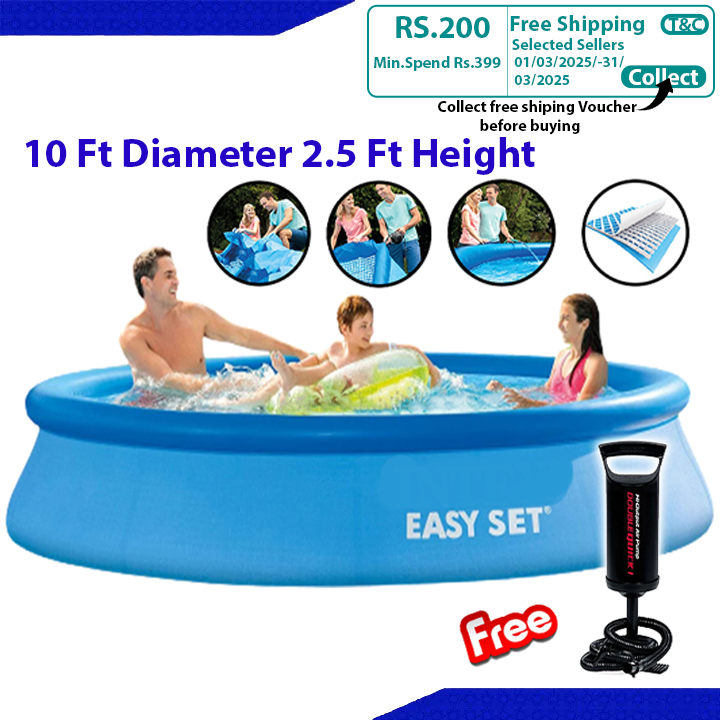 Easy Set Inflatable Puncture Resistant Swimming Pool 10 feet length 2.5 ...