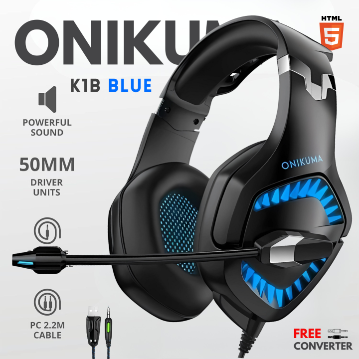 Onikuma K1B RGB PRO Stereo Gaming Headset with RGB LED Lights, Noise ...